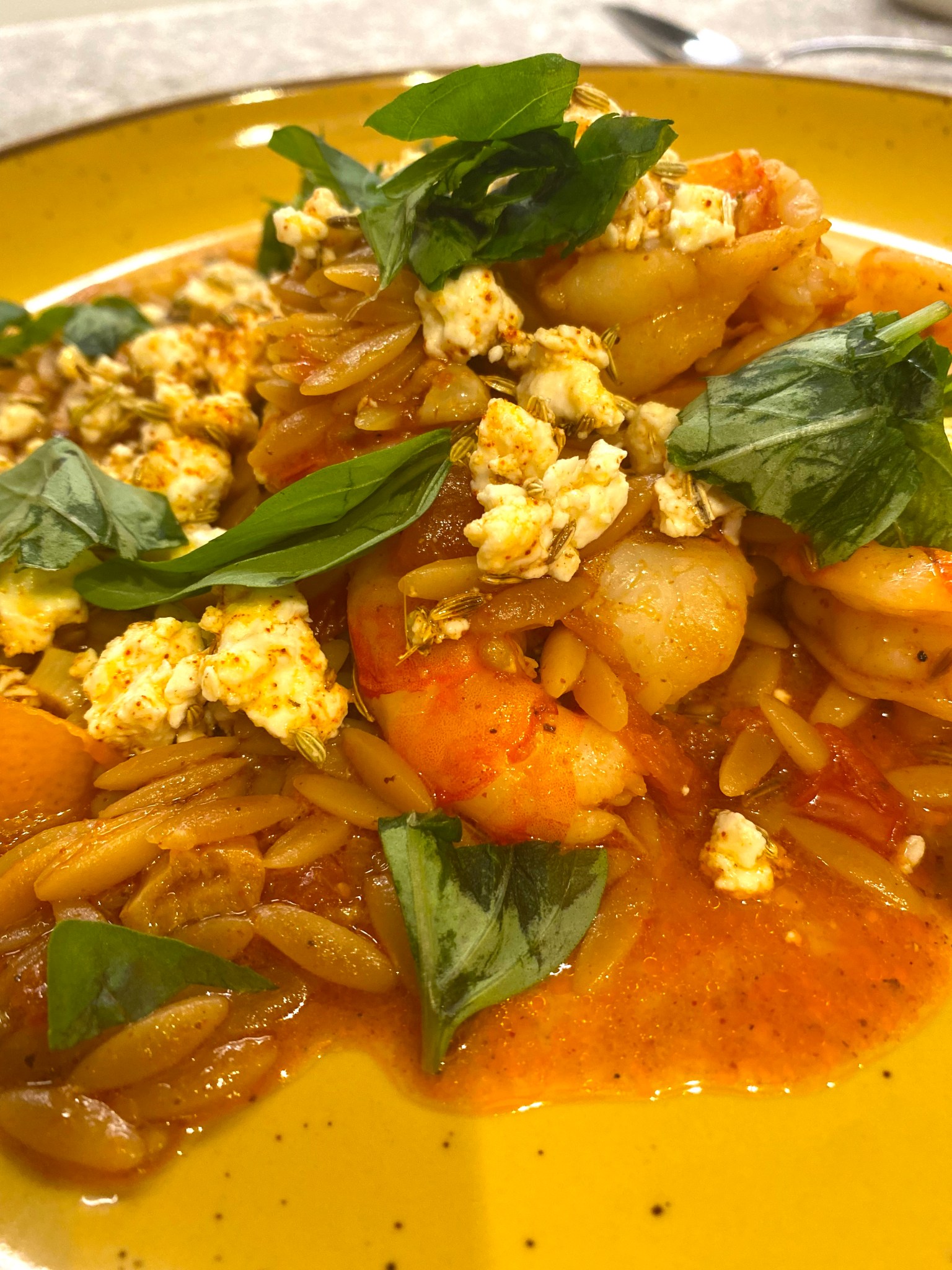 A Delicious “Orzo With Prawns, Tomato and Marinated Feta” Recipe! Chef ...