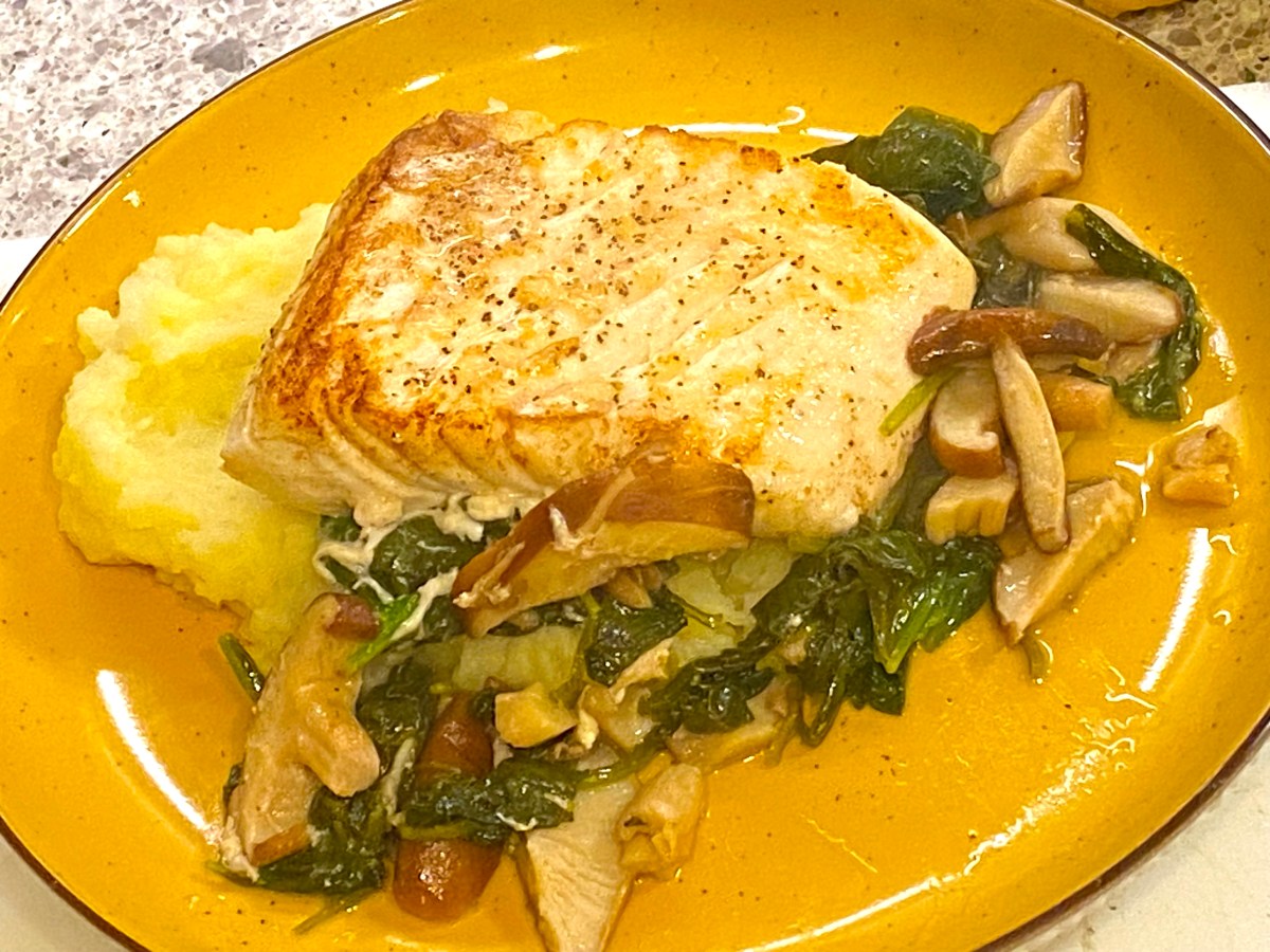 Just For The Halibut! A Terrific “Halibut Over Mushrooms And Spinach ...