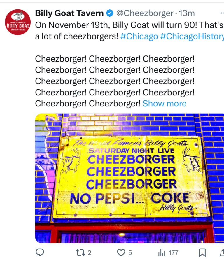 Billy Goats Tavern Turns 90! A Chicago Institution’s “Cheezborger ...